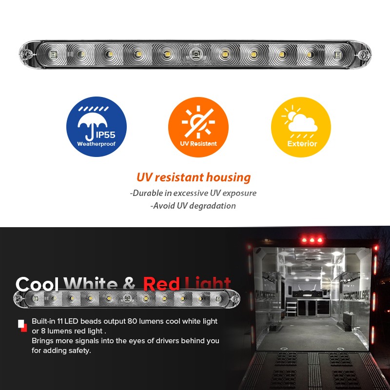 12V LED Side Marker Tail RV, LED Rear Indicator Caravan, LED Cool White ...