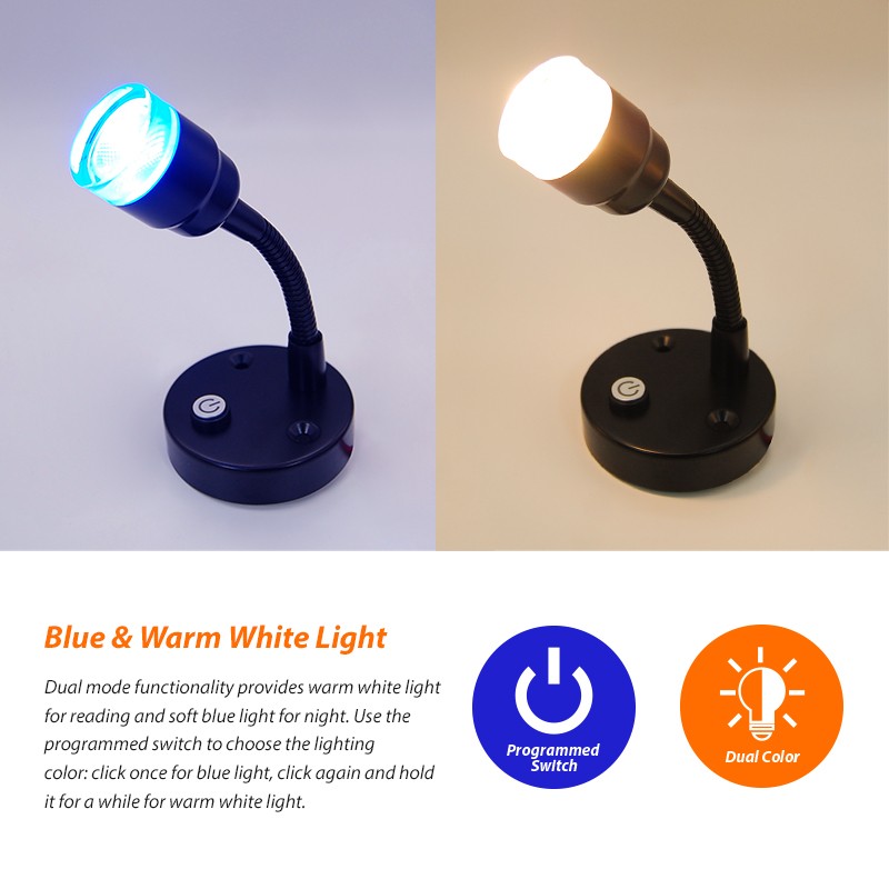 12V RV Interior Flexible Reading light, LED reading lamp motorhome ...