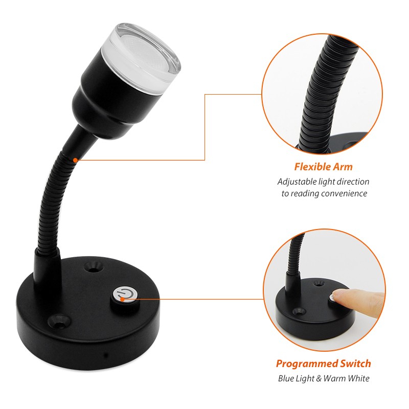 12V RV Interior Flexible Reading light, LED reading lamp motorhome ...