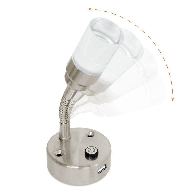 2PCS Dream Lighting USB Port 12V Flexible LED Reading Light Switched ...