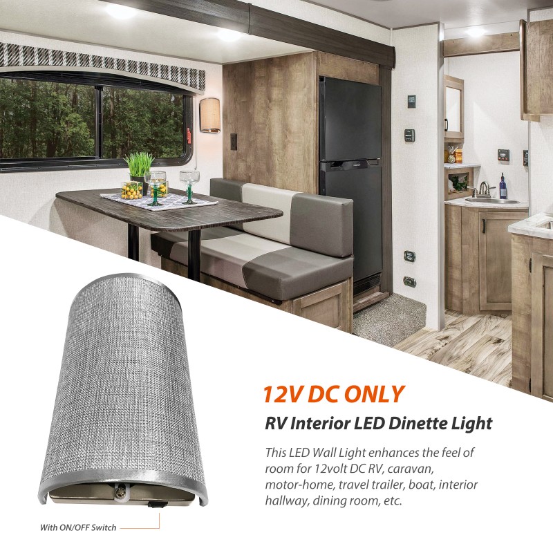 12V LED dinette wall sconce RV kitchen island caravan, LED wall light ...
