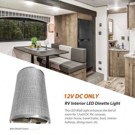 12V LED dinette wall sconce RV kitchen island caravan, LED wall light ...